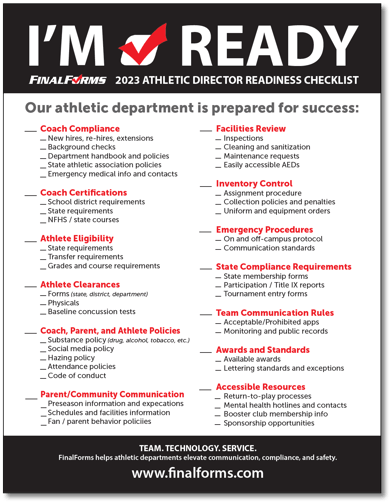 K12 Athletic Director's Readiness Checklist